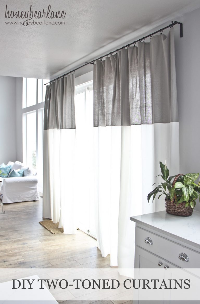 DIY Two Toned Curtains - Honeybear Lane