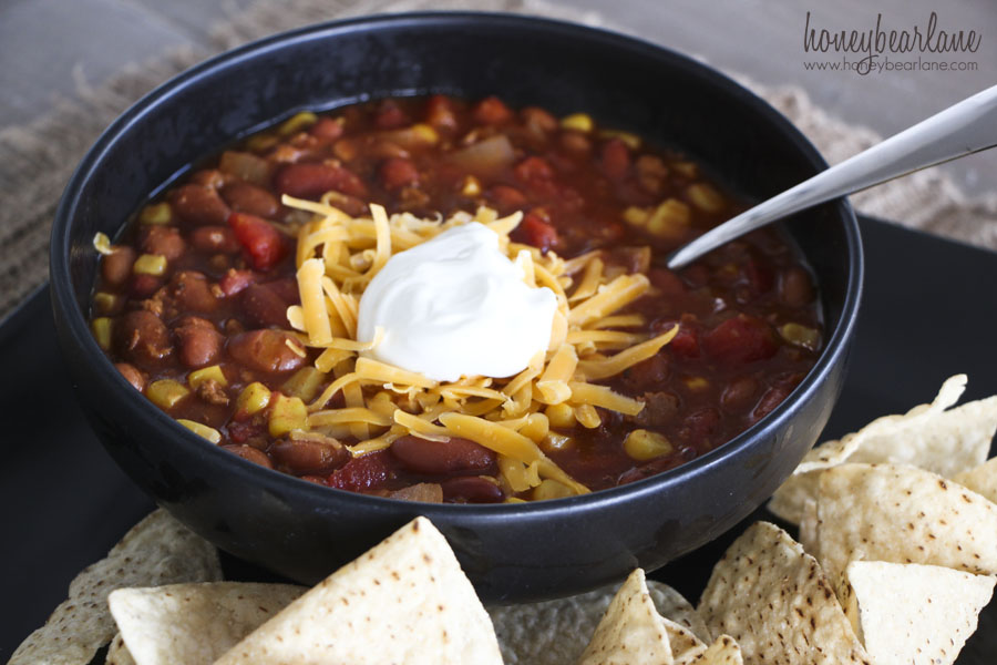 6 Can 30 Minute Easy Chili Recipe Honeybear Lane