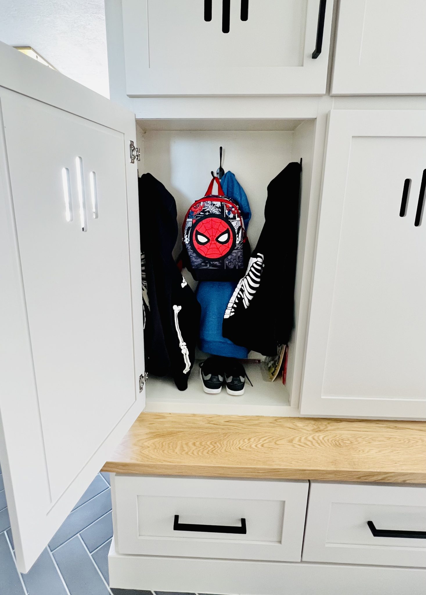 DIY Mudroom Lockers with Doors Reveal - Honeybear Lane