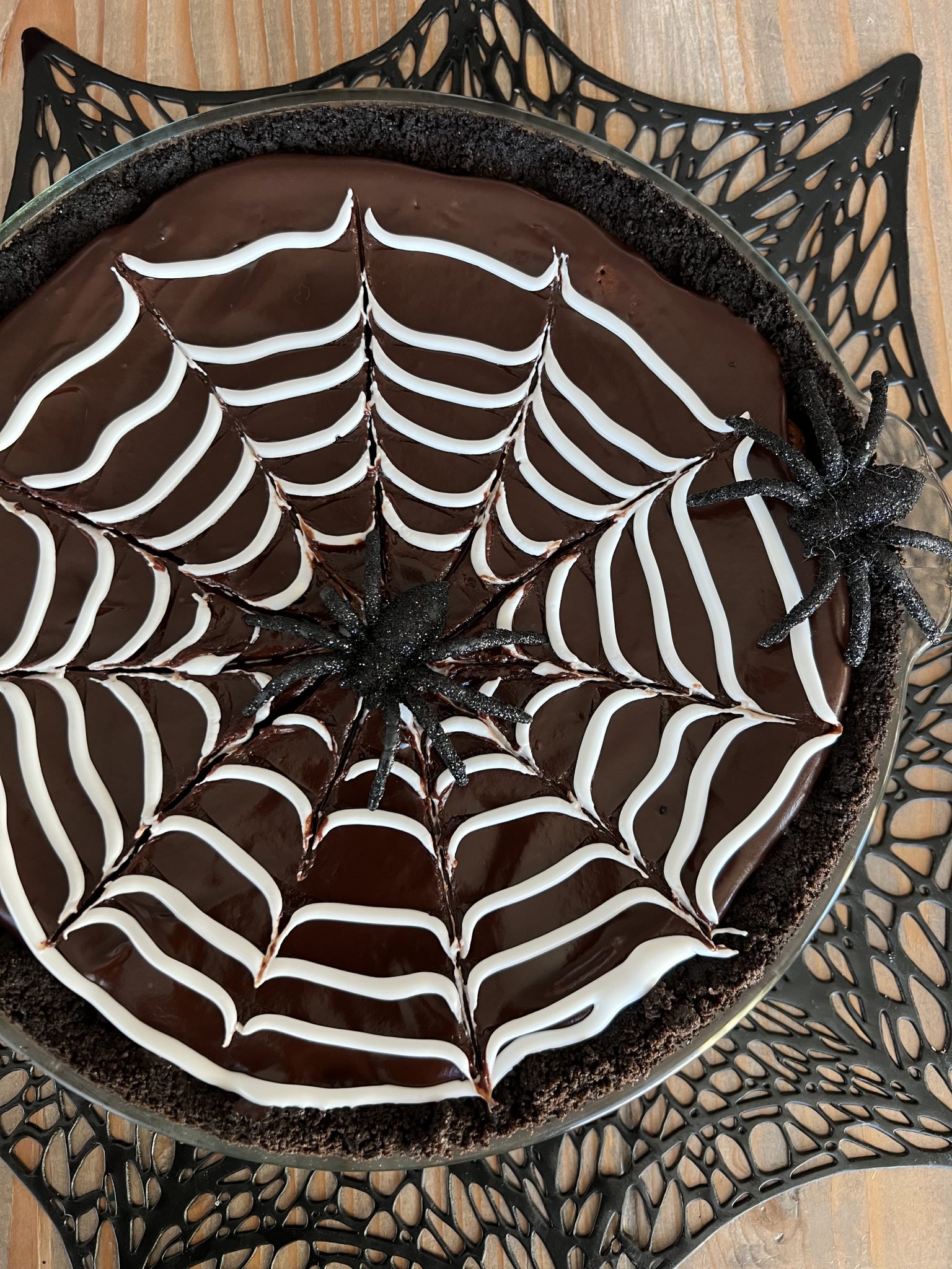 Spiderweb Triple Chocolate Pie - Honeybear Lane